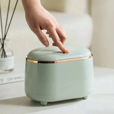 Beishan Mini Desktop Trash Can With Lid, Light Luxury Plasti