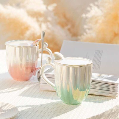 Mug ins Cup Ceramic Cup with Lid and Spoon High Color Value