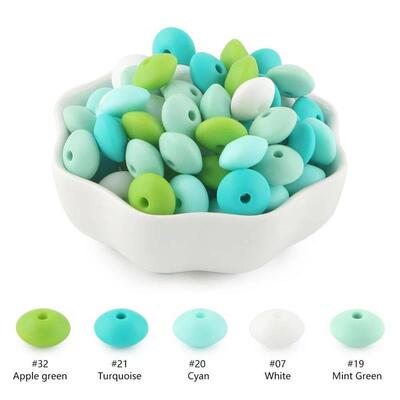 20Pcs/lot 12mm Lentil Silicone Beads Loose Spacer Bead Food