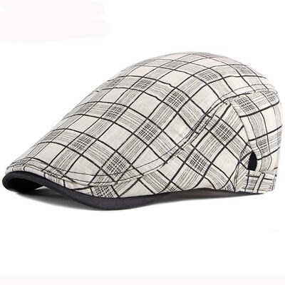 HT3013 Beret Men Women Spring Summer Hat Vintage Plaid Ivy N