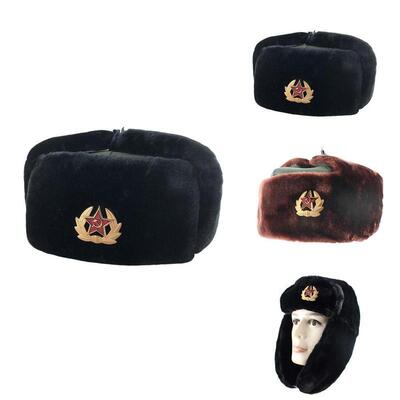 2021 Soviet Army Military Badge Russian Ushanka Winter Faux