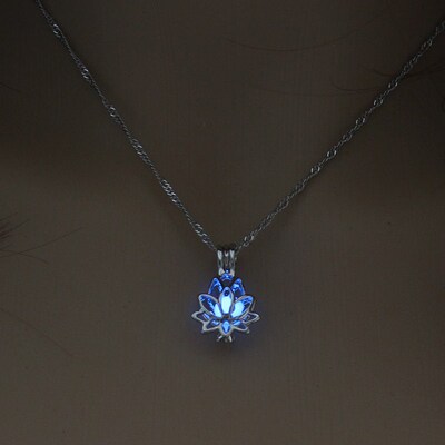 Luminous Glowing In The Dark Moon Lotus Flower Shaped Pendan