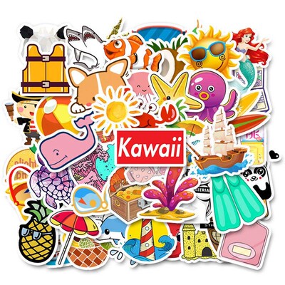 50PCS Cool Summer Vsco Stickers Pack Pink Girl Anime Stiker