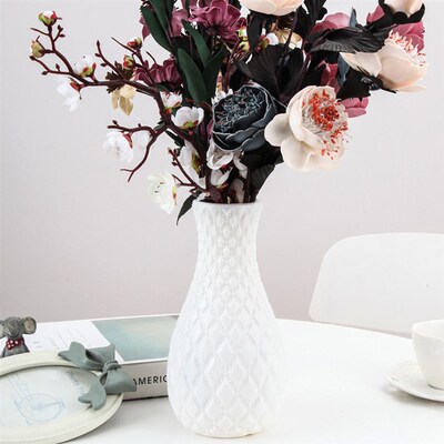 Unbreakable Plastic Flower Vase Decoration Home White Imitat