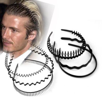 Fashion Mens Hairband Unisex Black Flexible Wavy Hair Head H