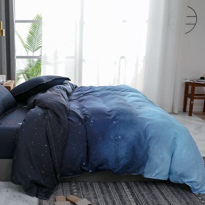 Starry Night Sky Bedding Sets Moon and Star Pattern Gradient