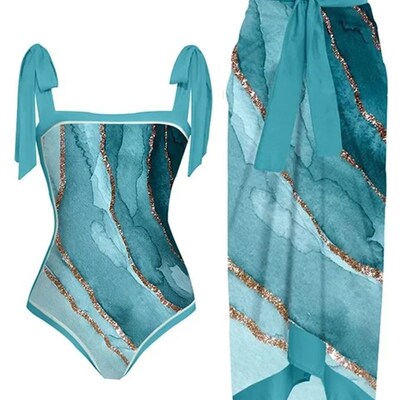 S-3XL Sexy Printed Swimwear Female One Piece Swimsuits Close