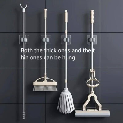 Mop Holder Self-adhesive Broom Stand Wall Mounted Mop Suppor