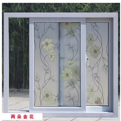 Glass door against exposed stickers household bathroom