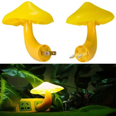 LED Night Light Mushroom Wall Lamp EU Plug Light Control Ind