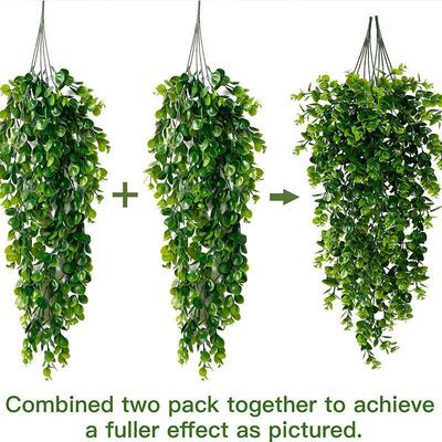 2PCS Artificial Hanging Plants Faux Eucalyptus Leaf Greenery