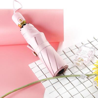 。Small fresh automatic umbrella simple solid color black gl