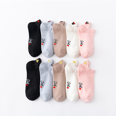 Instime 4 Pair/Lot Low Tube Boat Socks Gold Silk Embroidery