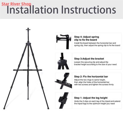 Portable Adjustable Metal Sketch Easel Stand Foldable Travel