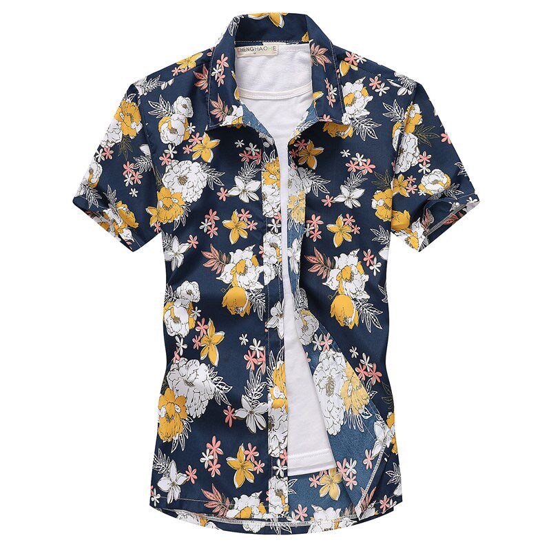 Summer Relaxed 5Point Sleeve Beach Shirt Hawaiian Style Tren