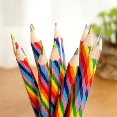 4pcs/set Kawaii 4 Color Concentric Rainbow Pencil Crayons Co