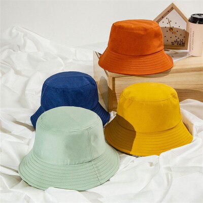 New Cotton Black White Bucket Hat Women Sun Hats For Kids Hi