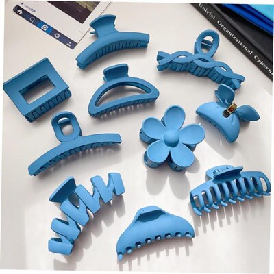 New Solid Color Hair Claw Clip Crab Simple Beige Hair Clips1