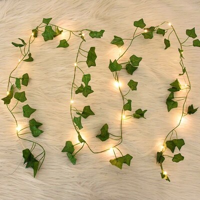 2/5/10M Silk Leaves Fake Creeper Green Leaf Ivy Vine LED Str
