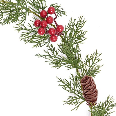 2M Christmas Pine Vine Garland with Red Berries Rattan Home