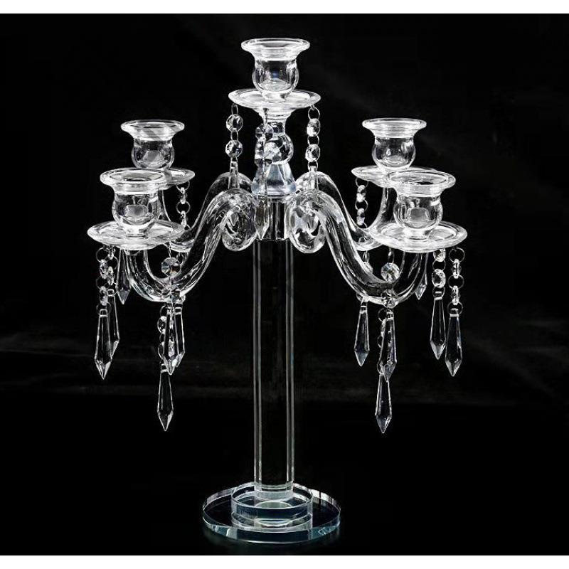 水晶烛台摆件样板间水晶玻璃烛台婚庆婚礼餐桌蜡烛房摆件简约婚宴