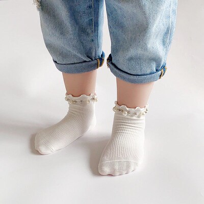 Princess girls socks toddler baby pearl design ankle socks c