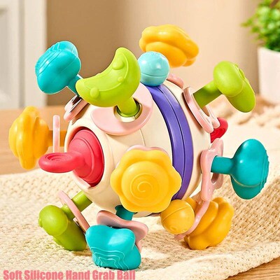 Round Ball Soft Silicone Hand Grab Ball Rattle Infantil Chew
