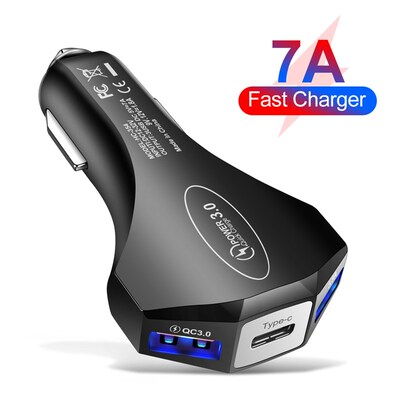 USB Car Charger 7A Quick Charge3.0 QC 3.0 Type C PD Fast Cha