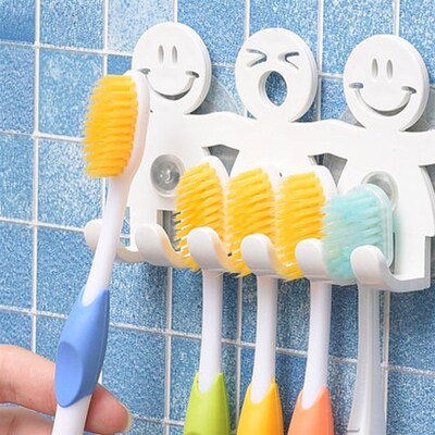 5 Position Tooth Brush Holder Suction Hooks Bathroom Sets C