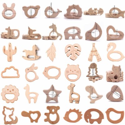 1pc Baby Teether Wooden Animal Pacifier Pendants BPA Free Be