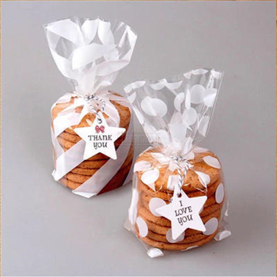 25/100Pcs Transparent Candy Biscuit Popcorn Bags White Wave