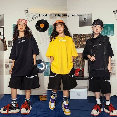Teenagers Kpop Sreet Outfits Hip Hop Clothing Kids Black Ves