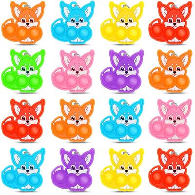 10/50PCS Cartoon Keychain Fidget Toys Push Bubbles Sss