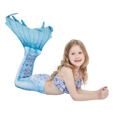 Girls Kids Mermaid Tail Bikini Set Swimsuit Swimming Costume