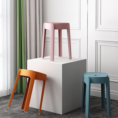 Nordic round stool plastic adult stackable high table chair
