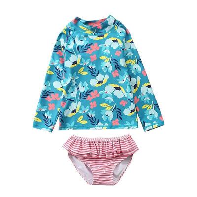 Swimwear for Girls Two Piece Long Sleeve Baby Swimsuit Anti