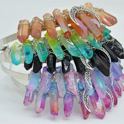Customization Raw Quartz Crystal Crown with Moon Cosplay Hai
