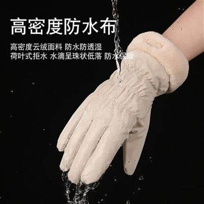 Womens Plush Thick Gloves Winter Warm Fur Touchscreen Cute