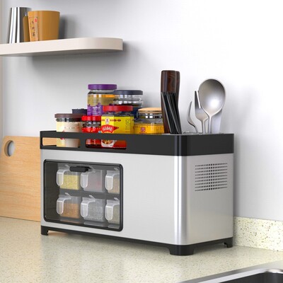 Kitchen shelf seasoning box knife cover cover storage rack