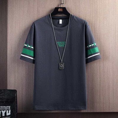 Summer New ort-sleeved T-irt Mens Faion tendy Slim-fit Half