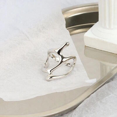 Silver Color rendy Vintage Elegant Irregular Adjustable Ring