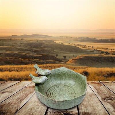 Ceramic+Bird+Bath+Bird+Feeder+Statue+Creative+Flower+Pot