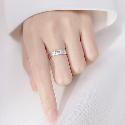 1Pair Kitten Couple Rings Cute Sliver Cat Open Ring For Wome