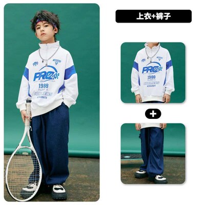 Kpop Dance Outfit New White Turtleneck Letter Print Patchwor