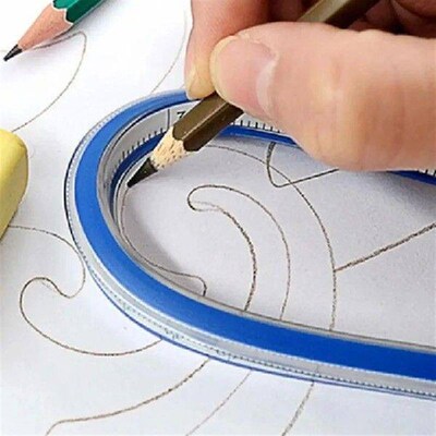 1pc30cm Curved Ruler For Sewing Soft Flexible English And