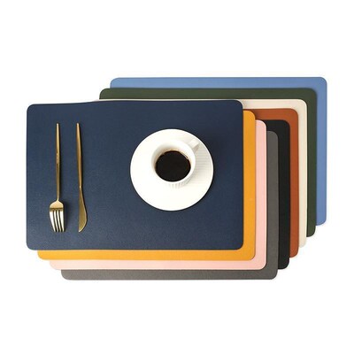 Nordic solid double-layer leather placemats heat-proof pads
