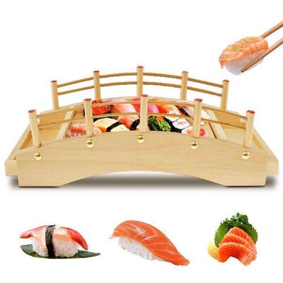 Sushi Serving Tray Wood Sushi Bridge Serving Plate Japanese