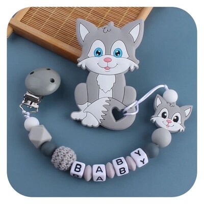 1-2pcs Personalized Name Baby Pacifier Clips Teethers Dummy