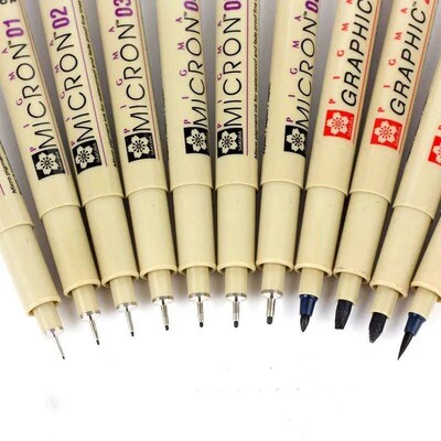 1p Waterproof Sakura Pigma Miron Pen Neelde Soft Brush Drawi