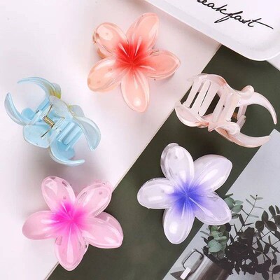 Muweordy Colored Frangipani Plastic Hair Claw Plumeria Flowe